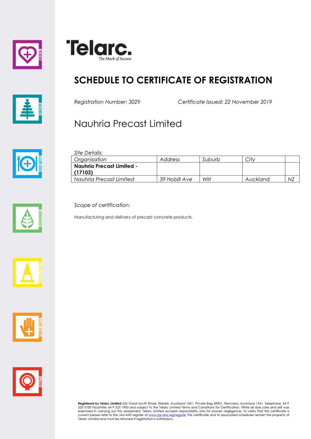 Nauhria Precast Accredited ISO 9001, 14001, 45001 - Nauhria Group